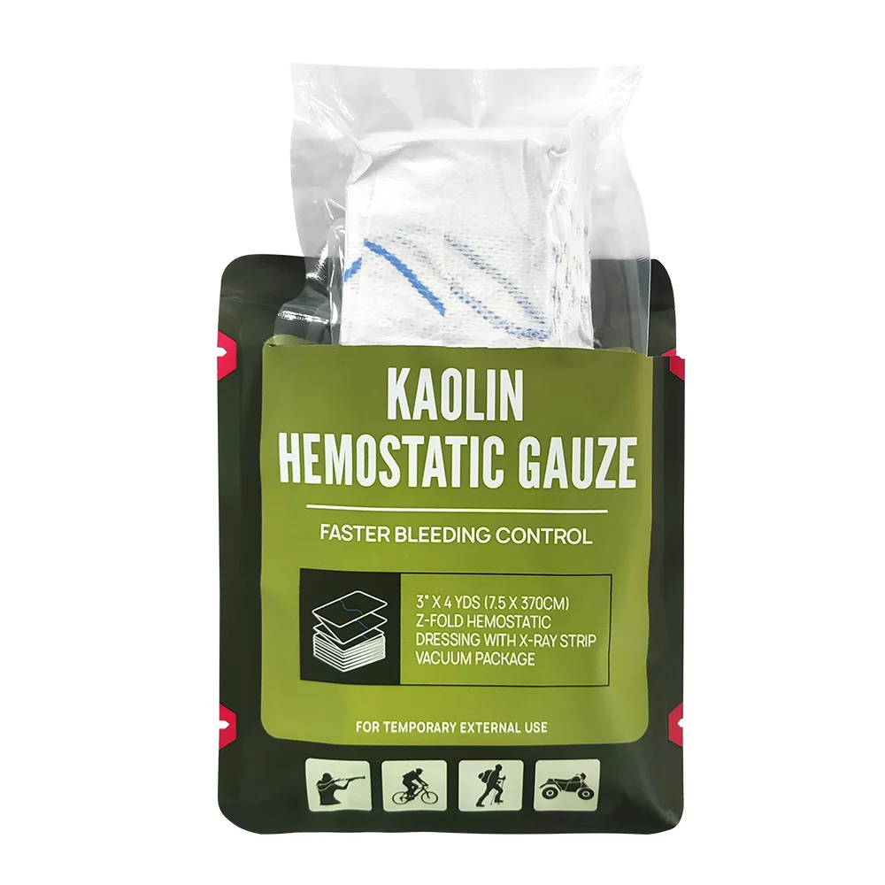 Hemostatic Kaolin Gauze Combat Emergency Trauma Z-Fold Soluble For Ifak ...