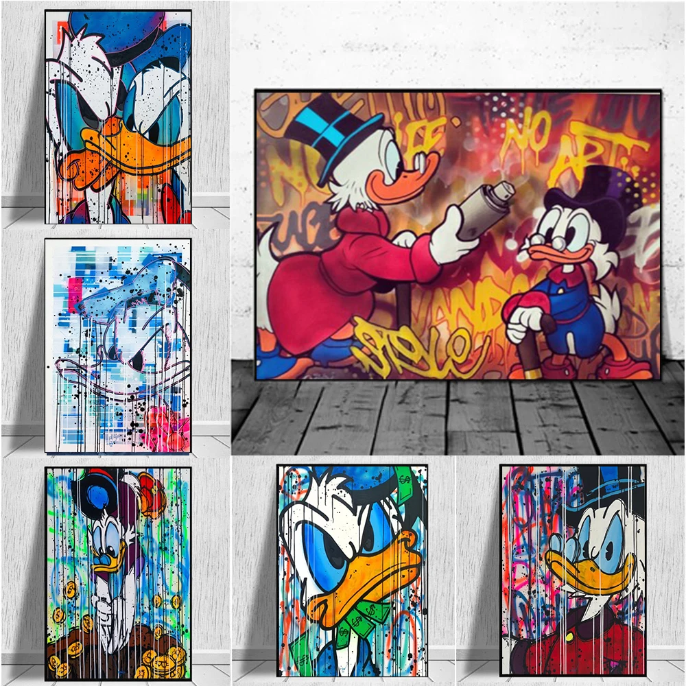 Street-Graffiti-Disney-Donald-Duck-Goofy-Prints-Poster-Canvas-Painting ...