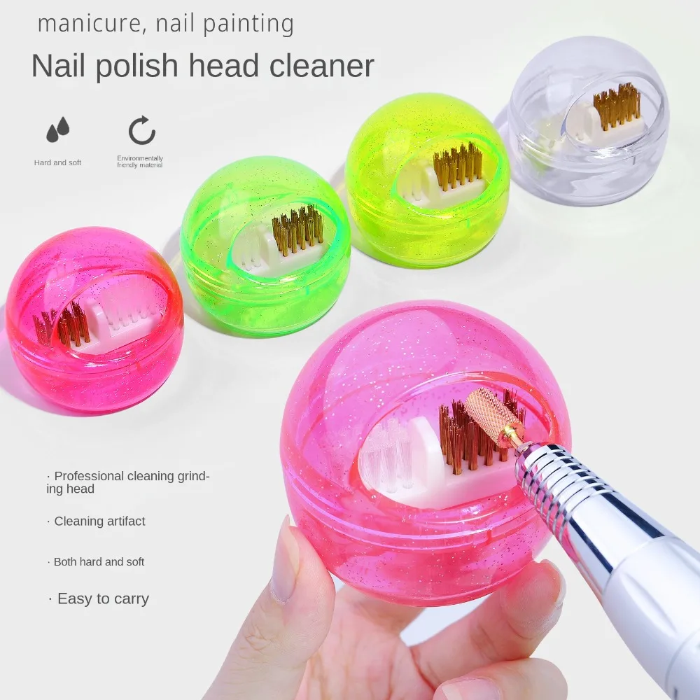 Nail-Drill-Bit-Cleaning-Brush-Copper-Wire-Remove-Dust-Cleaning-Case ...