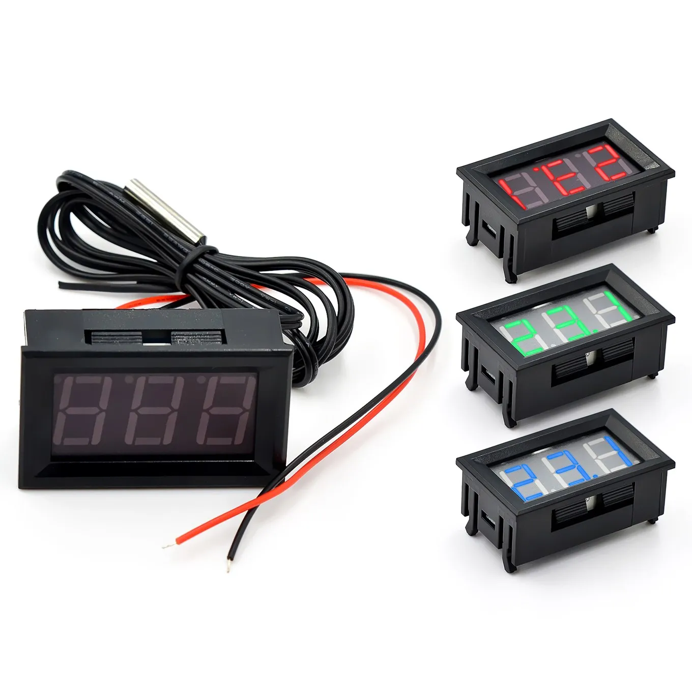 12V Electronic Digital Thermometer LED Display Thermometer Meter ...