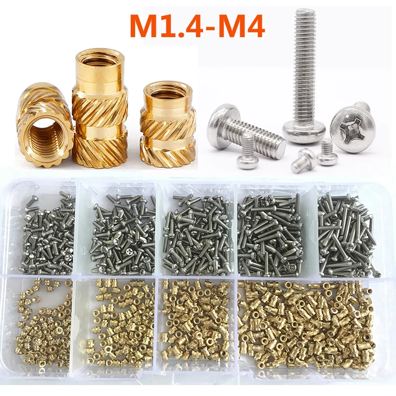 1000 260PCS Brass Insert Nut and 304Stainless Steel Screw Set Double ...