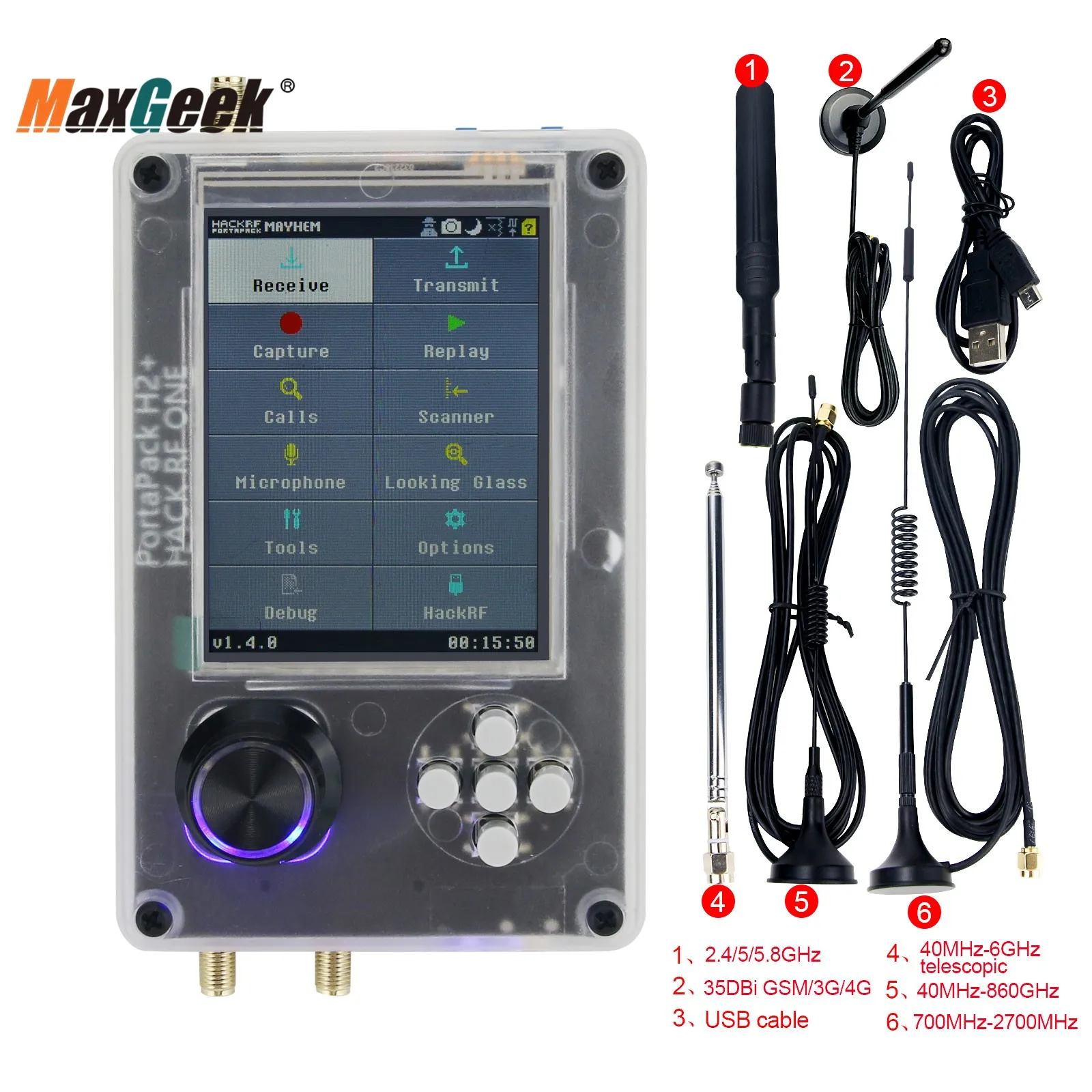 Maxgeek Hackrf Een Portapack H2 Sdr Software Defined Radio 1Mhz 6Ghz ...