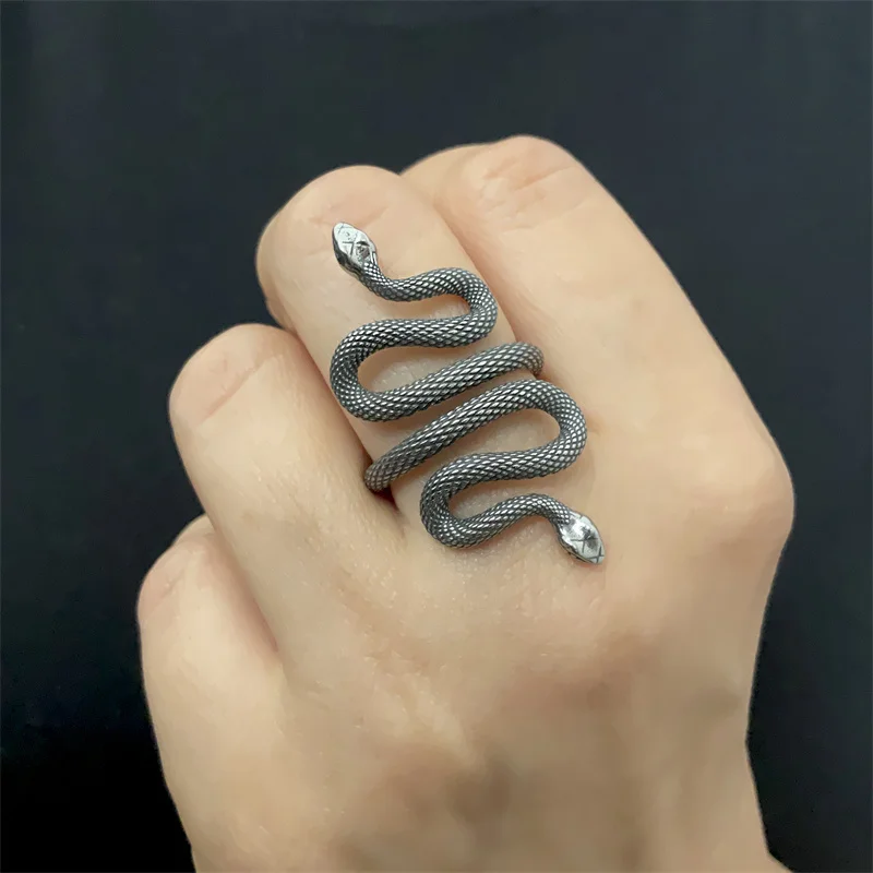 Domineering-Vintage-Double-Head-Snake-Ring-For-Man-Rattlesnake-Handmade ...