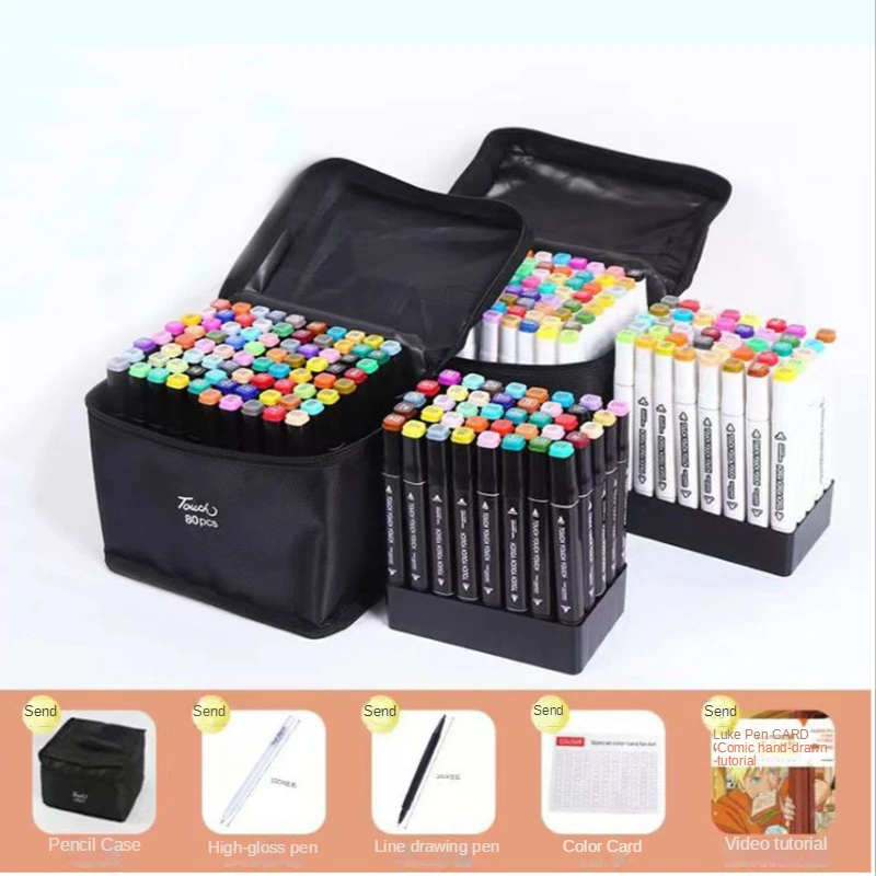 12-80-Colors-Set-Alcohol-Art-Markers-Drawing-Markers-Set-Fiber-Tip-for ...