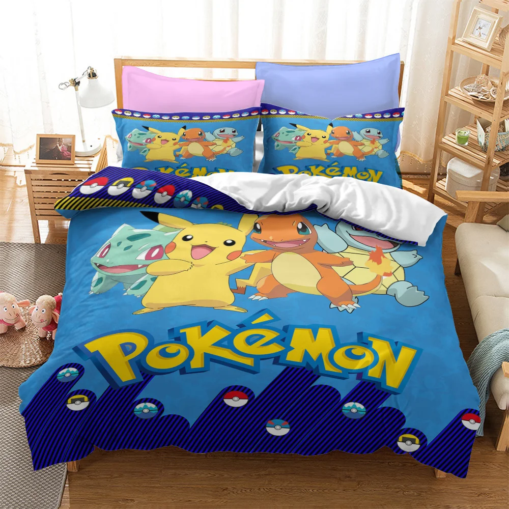 Pokemon-Bettw-sche-Set-niedlichen-Cartoon-Pikachu-Peripherie-Wohnkultur ...