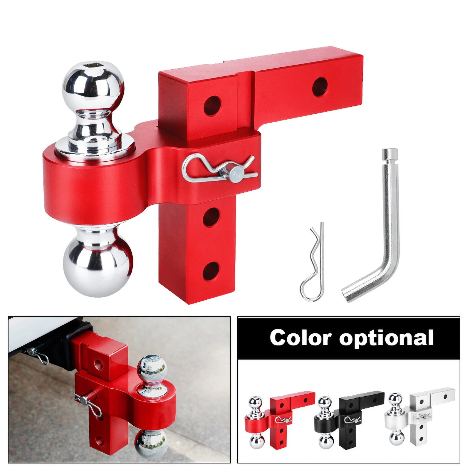 Heavy Duty Adjustable Trailer Hook Ball Bracket Kit With 2 Inch Ball ...