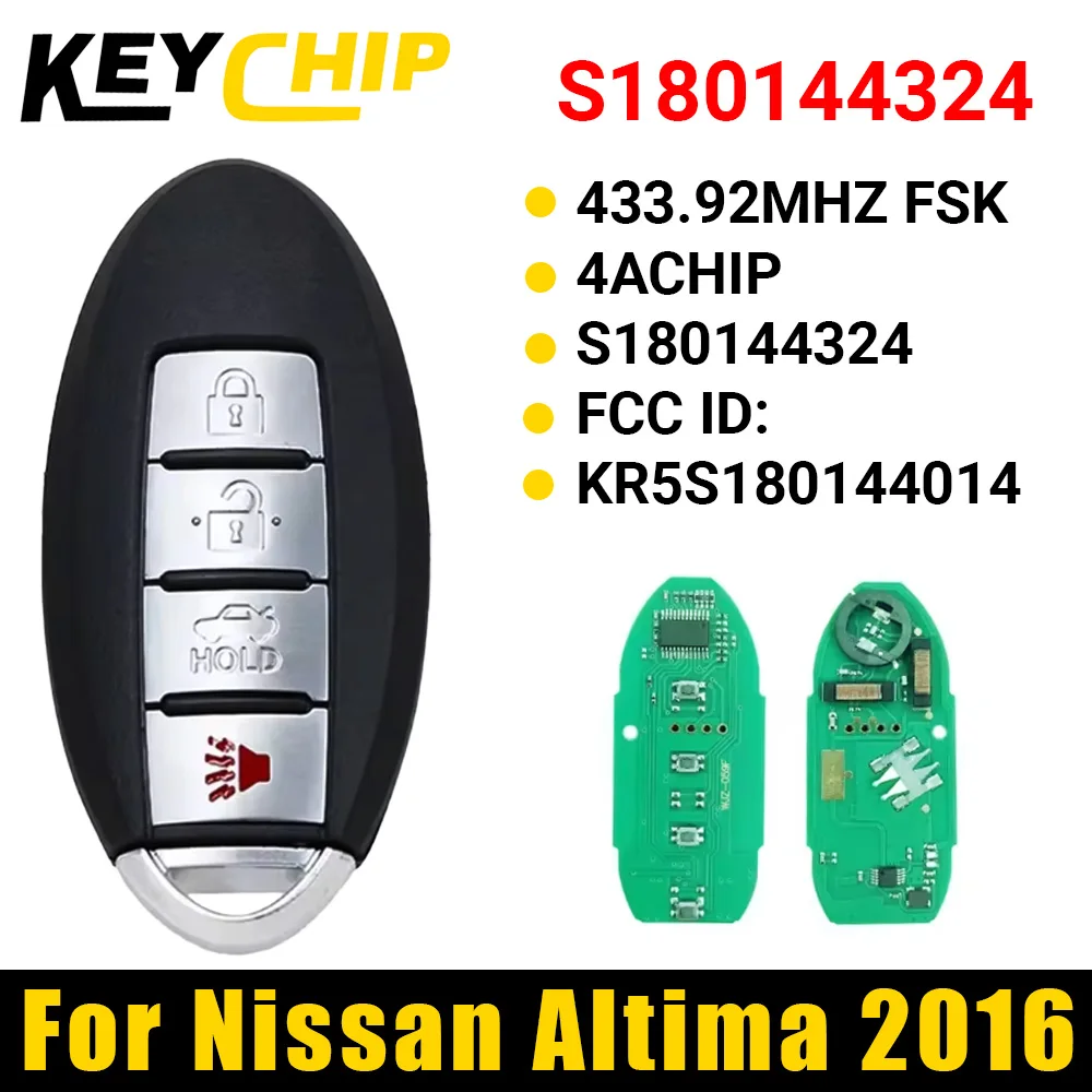 KC S180144324 4 Buttons Smart Remote Car Key 433MHz Fob Nissan Altima ...