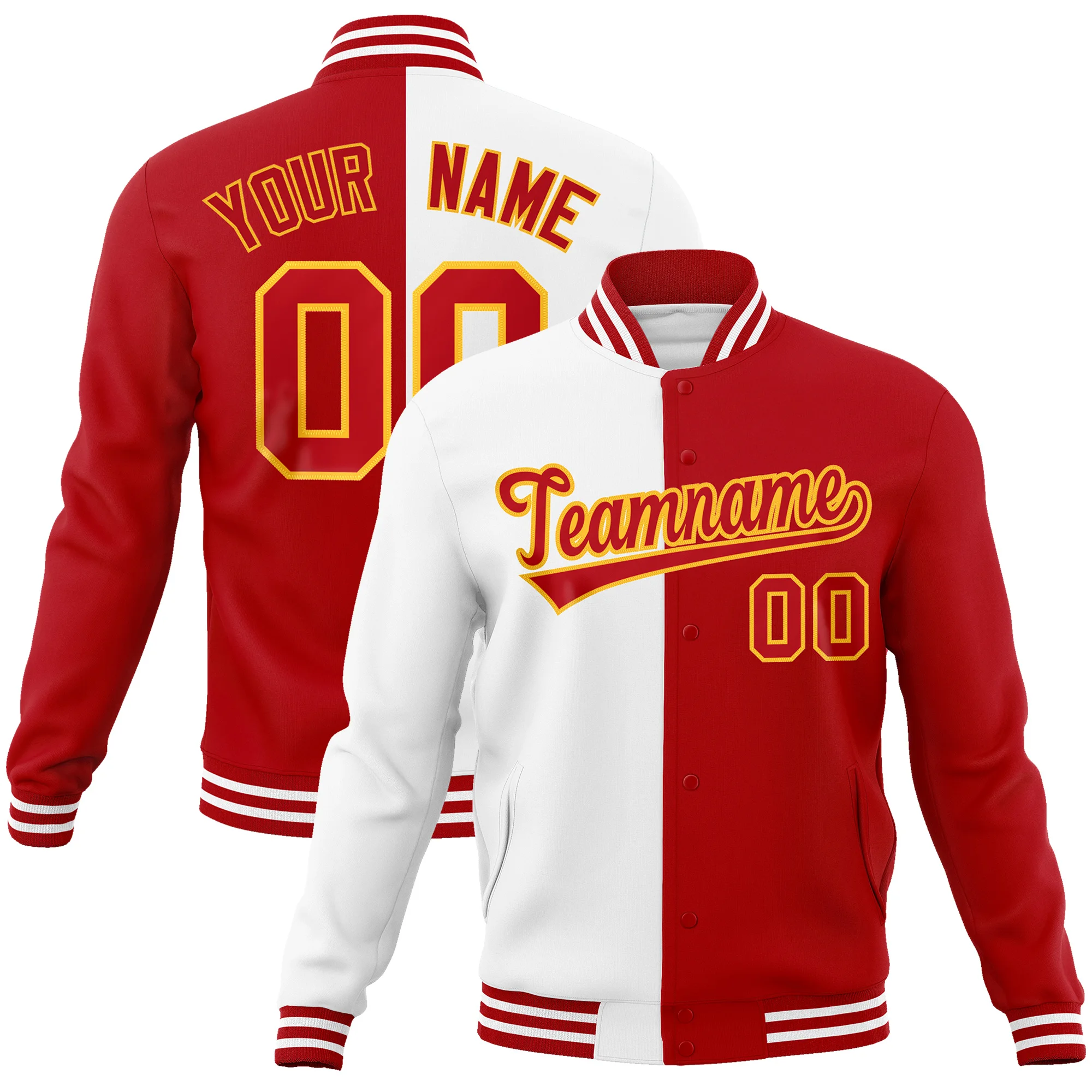 Custom-Baseball-Jacket-Split-Jacket-Personalized-Stitched-Letter-Name ...