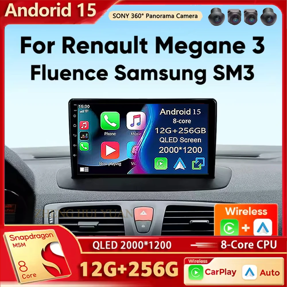 Android 15 Car Radio For Renault Megane 3 Fluence Samsung SM3 2008 ...