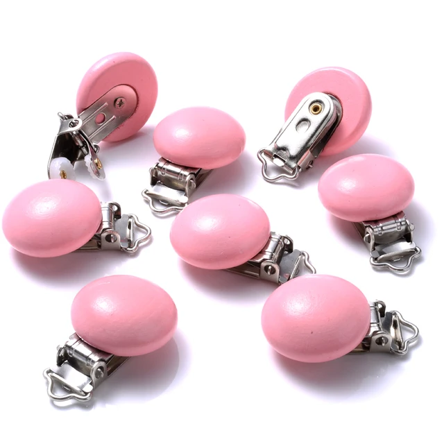 10Pcs Round Wood Pacifier Clip Baby Teething Dummy Clip Accessories for ...