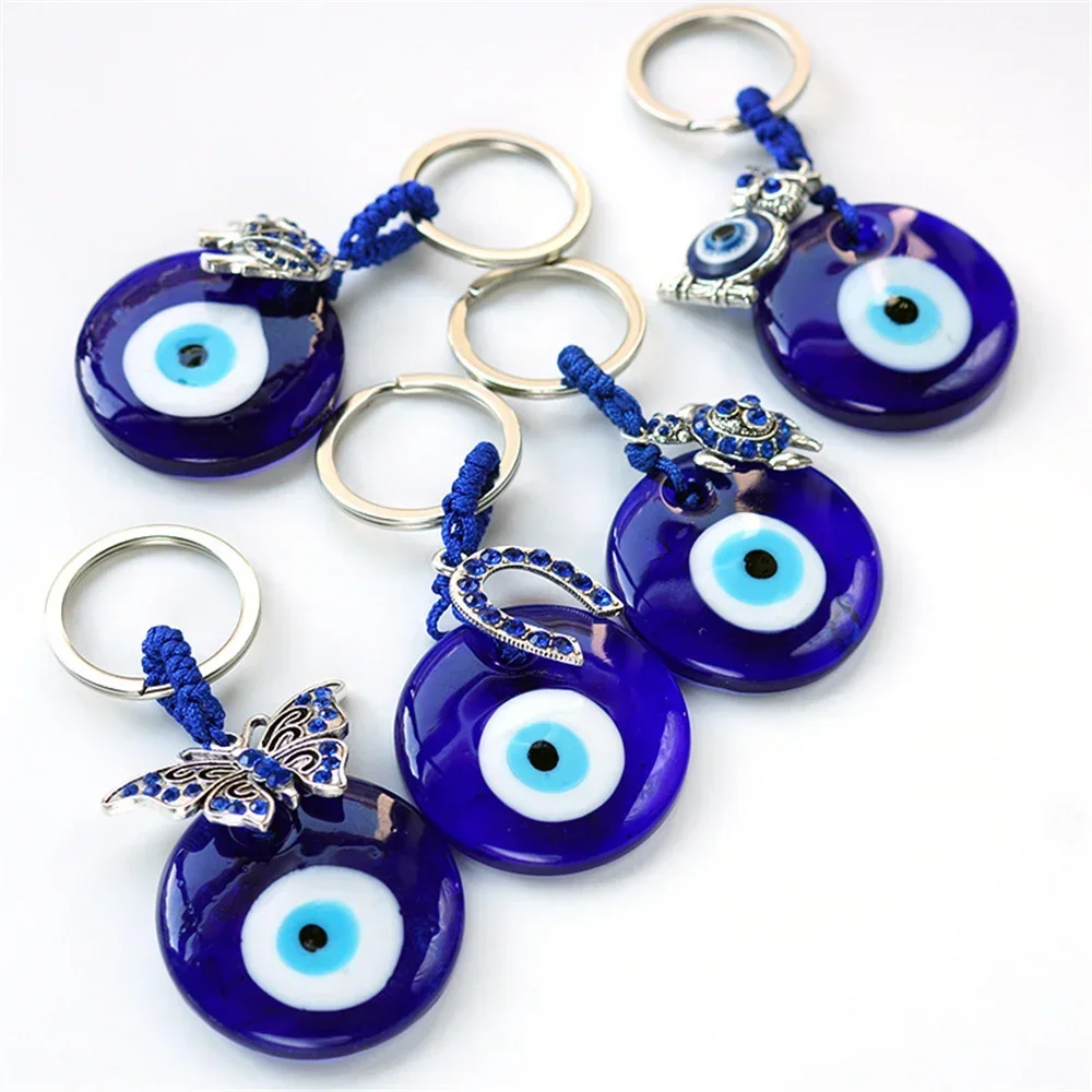 Turkish Blue Evil Eye Keychain Luckly Owl Elephant Butterfly Tortoise ...