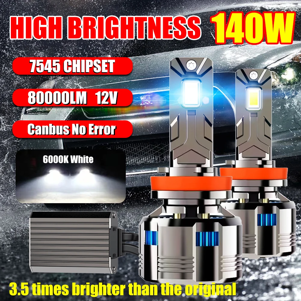 7545-Chip-LED-Headlight-150W-High-Power-80000LM-H4-H7-H11-9012-Canbus ...