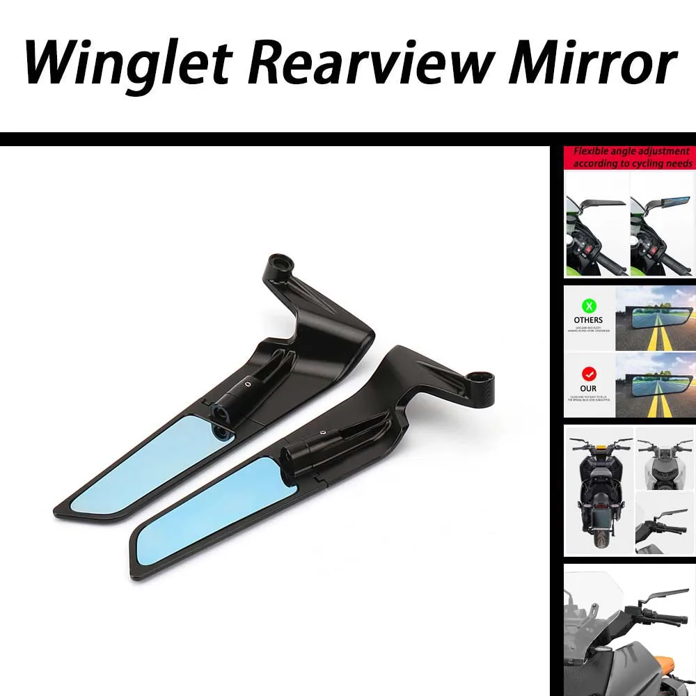 New-Motorcycle-Accessories-Mirrors-Black-Wind-Wing-Adjustable-Rotating ...