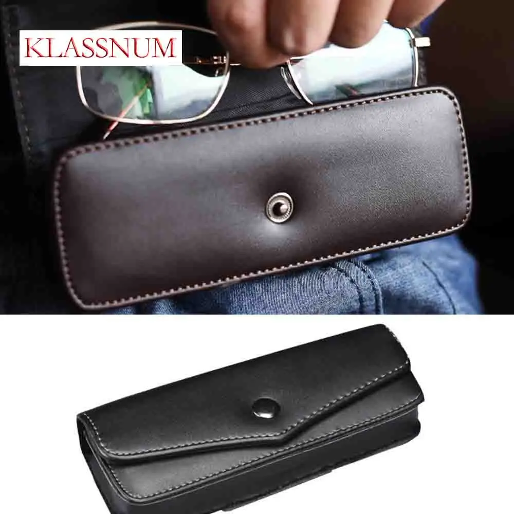 KLASSNUM Portable Waist Hanging Case Glasses Storage Box Middle-aged ...
