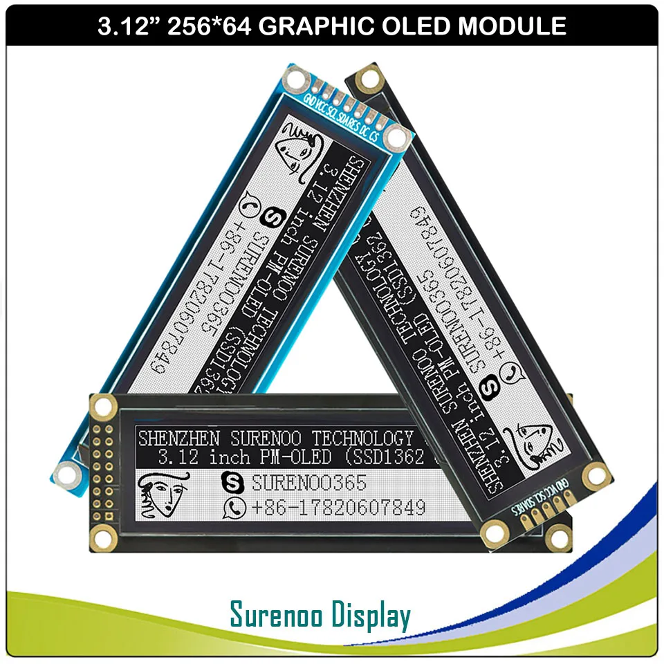 Real-OLED-Display-3-12-256-64-25664-Dots-Graphic-LCD-Module-Display ...