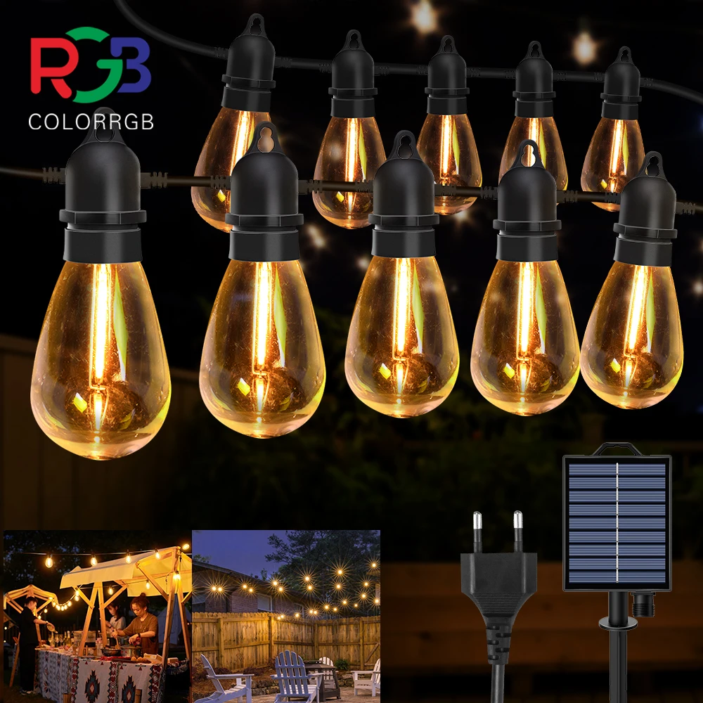 Outdoor String Lights ,Heavy Duty LED Porch String Lights - S14 E12 LED ...