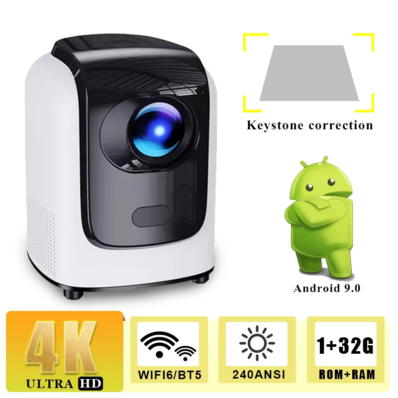 Smart-Projector-Android-9-0-WIFI6-Mini-Portable-Home-Theater-Projector ...