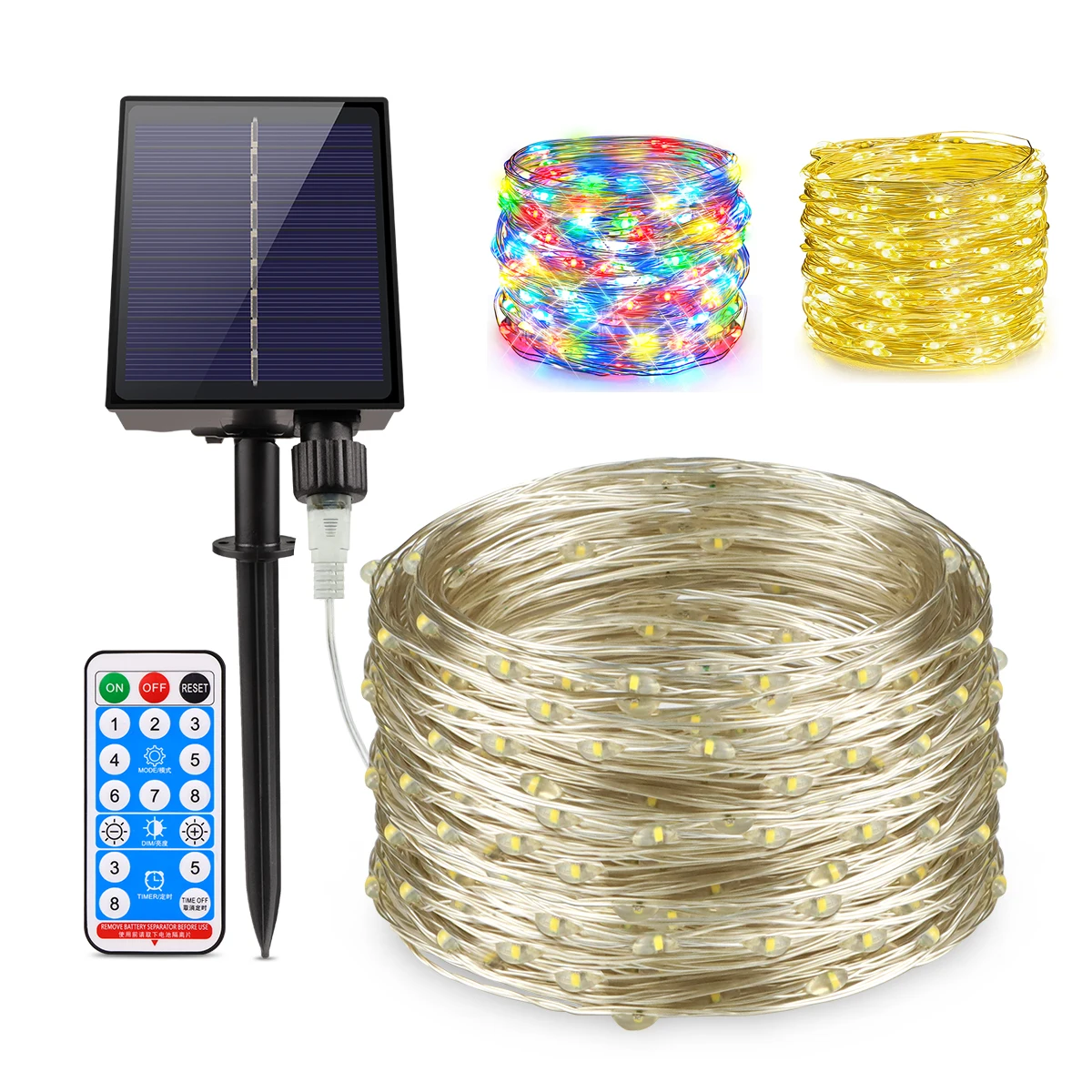 100M Solar LED String Light Waterproof Fast Charging 8 Modes Outdoor ...