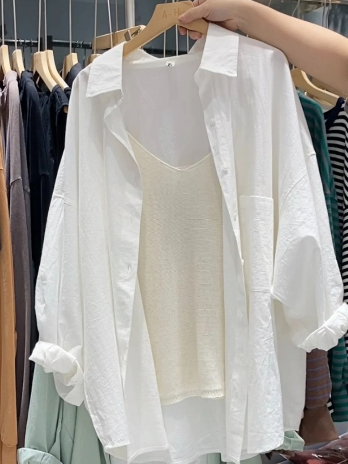 Blusa-holgada-de-manga-larga-con-botones-para-mujer-camisa-informal-de ...