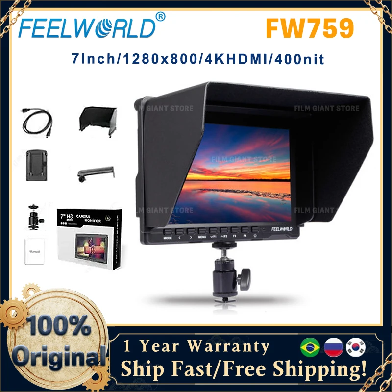 FEELWORLD-FW759-7-Inch-DSLR-Camera-Field-Monitor-4K-HDMI-AV-Input-IPS ...