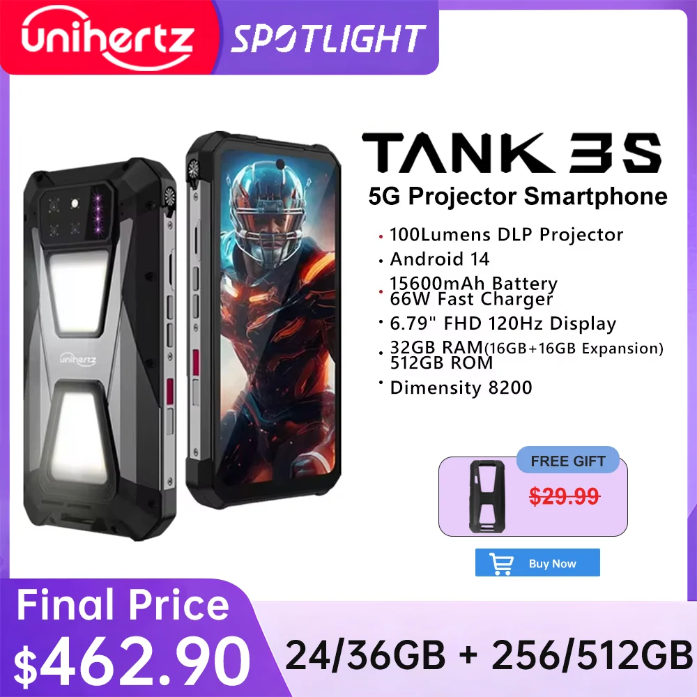 Unihertz-tank-3s-8849-smartphone-alimentado-con-proyector-24GB-256GB ...