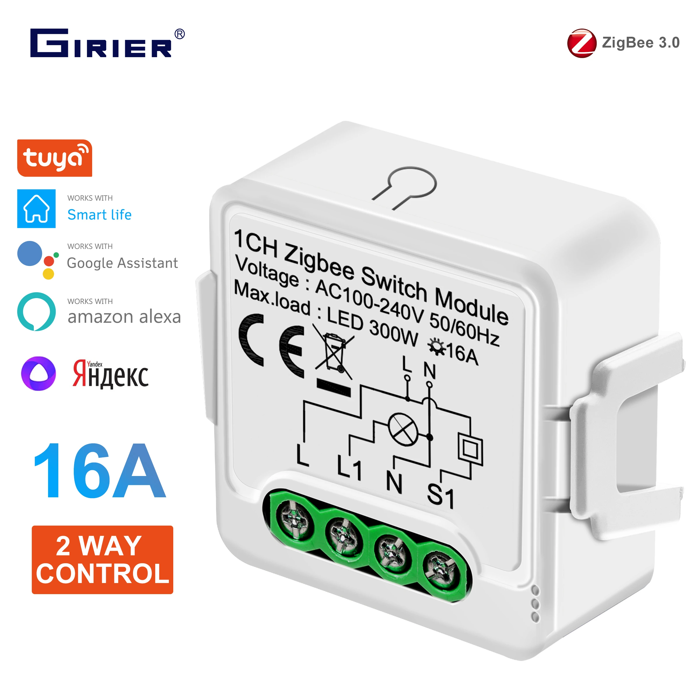 GIRIER Tuya ZigBee Switch Module 16A Smart DIY Universal Breaker ...