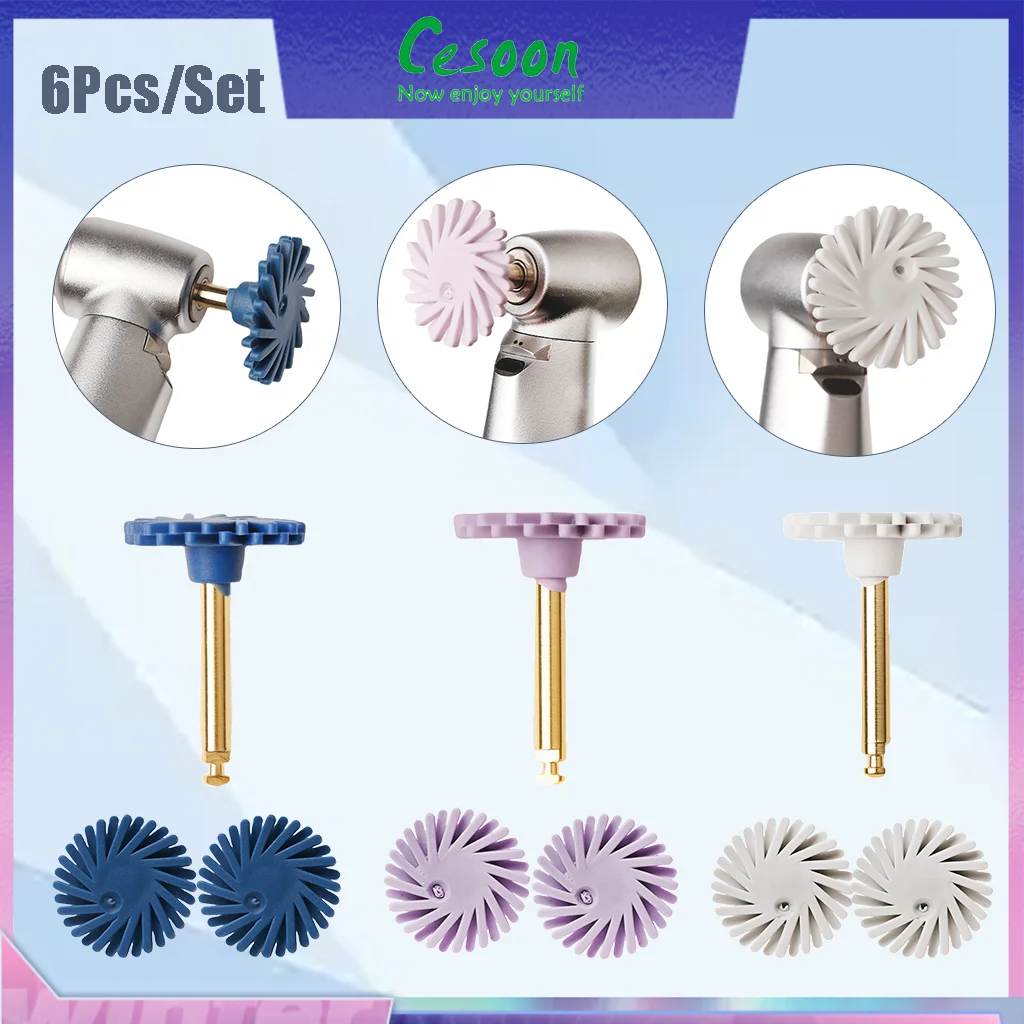 6Pcs/Box Dental Resin Composite Polishing RA Disc Wheel Kit 14mm Spiral ...