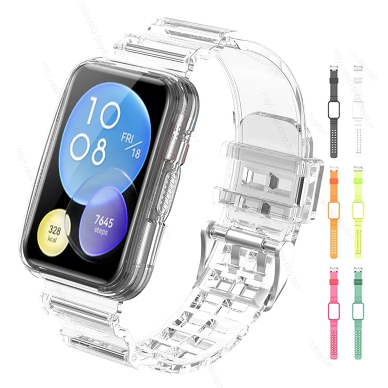 Sport Clear Band + Protective Case for Huawei Watch Fit 2 Transparent ...