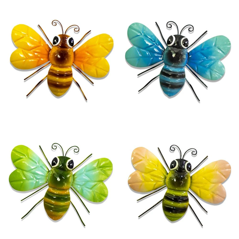 Metal Bee Wall Art Hanging Sculptures Ornaments Home Backyard Garden ...