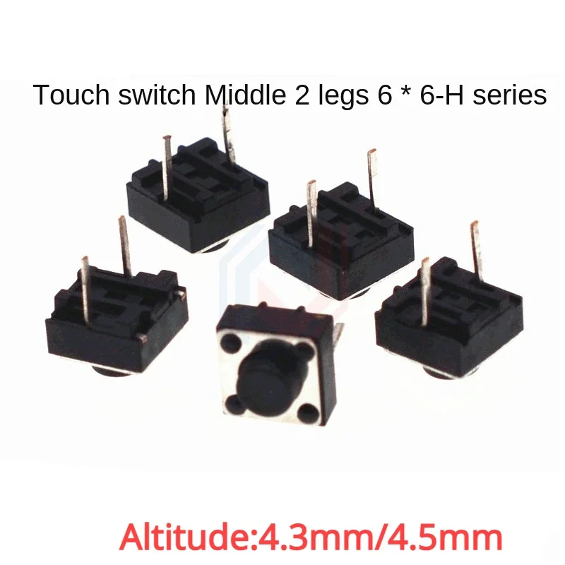 50pcs/lot Size 6*6mm Touch Switch Medium and Two-Leg Vertical 6x6x4.3mm ...
