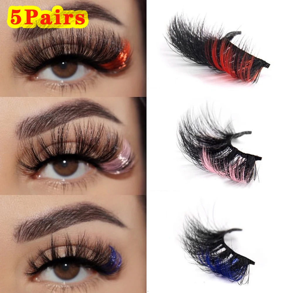 DINGSEN Colorful 3D Mink Eyelashes 100% Mink Lashes Mix Color Pink Blue ...