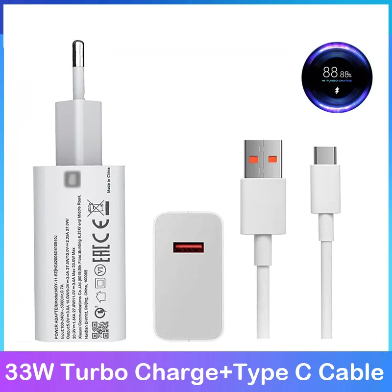 POCO X4 X5 pro 5G cargador xiaomi 33W EU fast turbo charge Type C cable ...