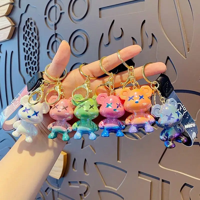 Cartoon-Resin-Color-Changing-Bear-Keychain-Cute-Trendy-Fluid-Creative ...