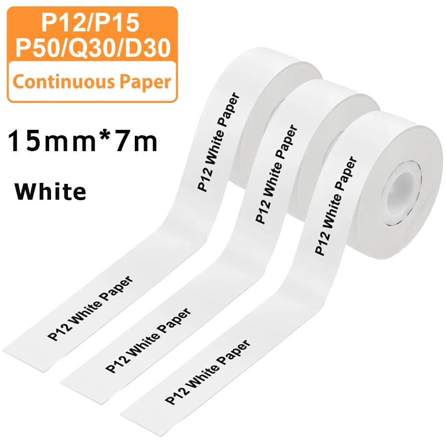 3pcs-15mm-x7m-Continuous-Label-Paper-fit-for-P12-P15-Phomemo-D30-Q30 ...