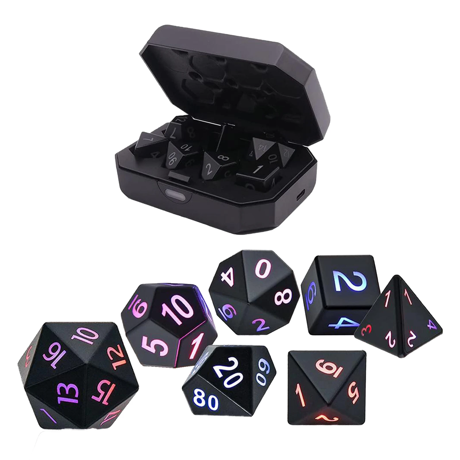 7pcs Dnd Dice Set Light Up Dnd Dice With Charging Box Rechargeable Electronic Dice For Dungeon ...