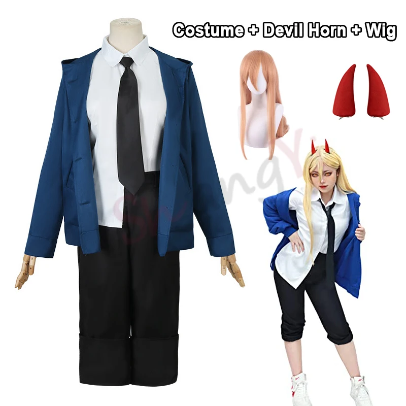 Power Cosplay Chainsaw Man Outfit Uniform Chainsawman Power Wig Horn ...