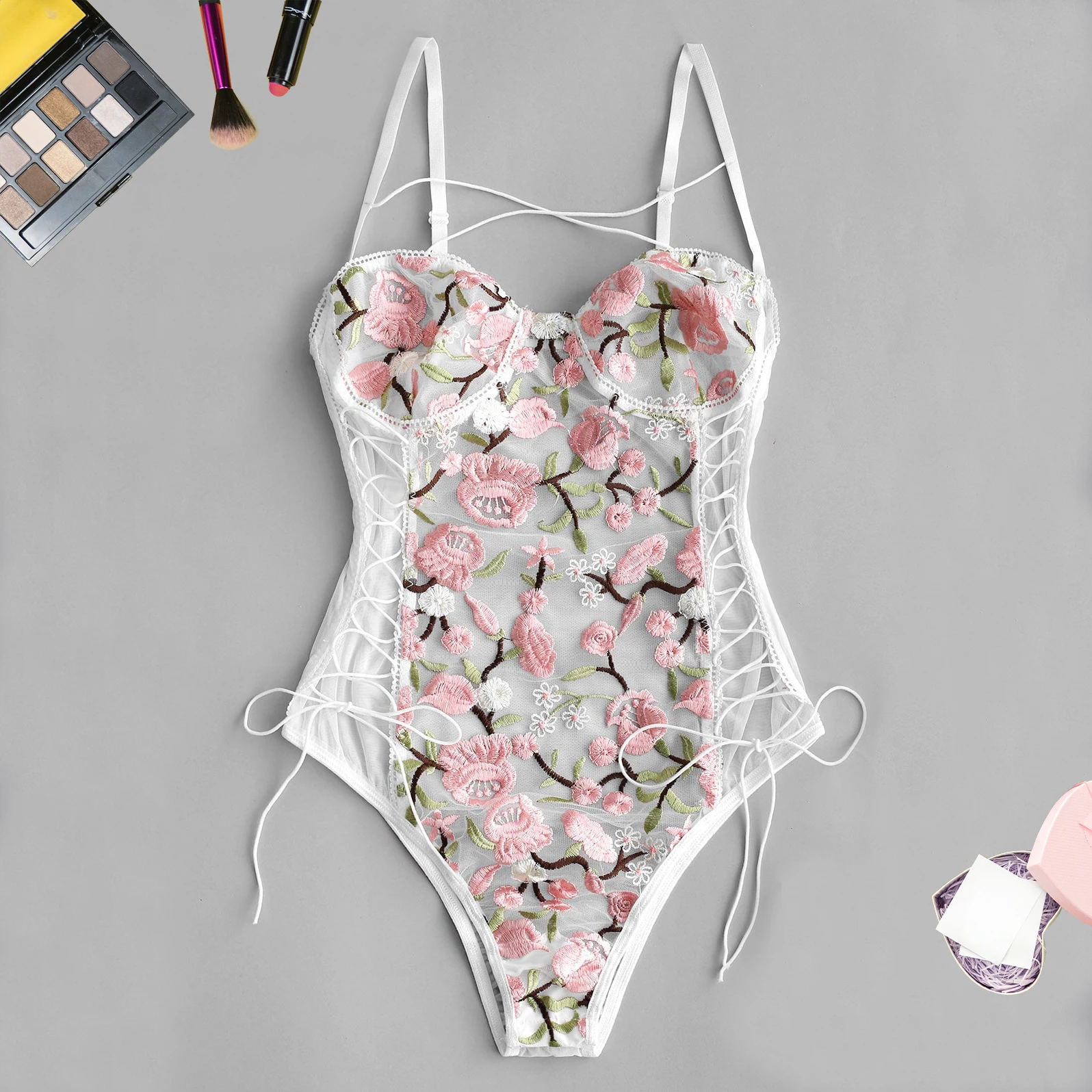 Body de encaje bordado para mujer, lencería Sexy, ropa interior de una ...