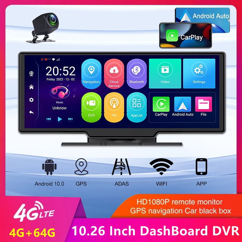 4G-10-26-Inch-Android-10-0-Car-Rearview-Mirror-Stream-Media-GPS-Navi ...