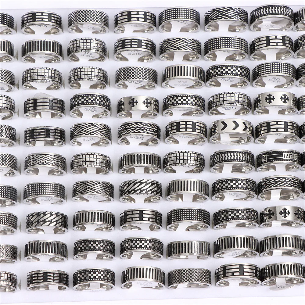 Bagues en acier inoxydable pour hommes et femmes, anneaux épais et ...