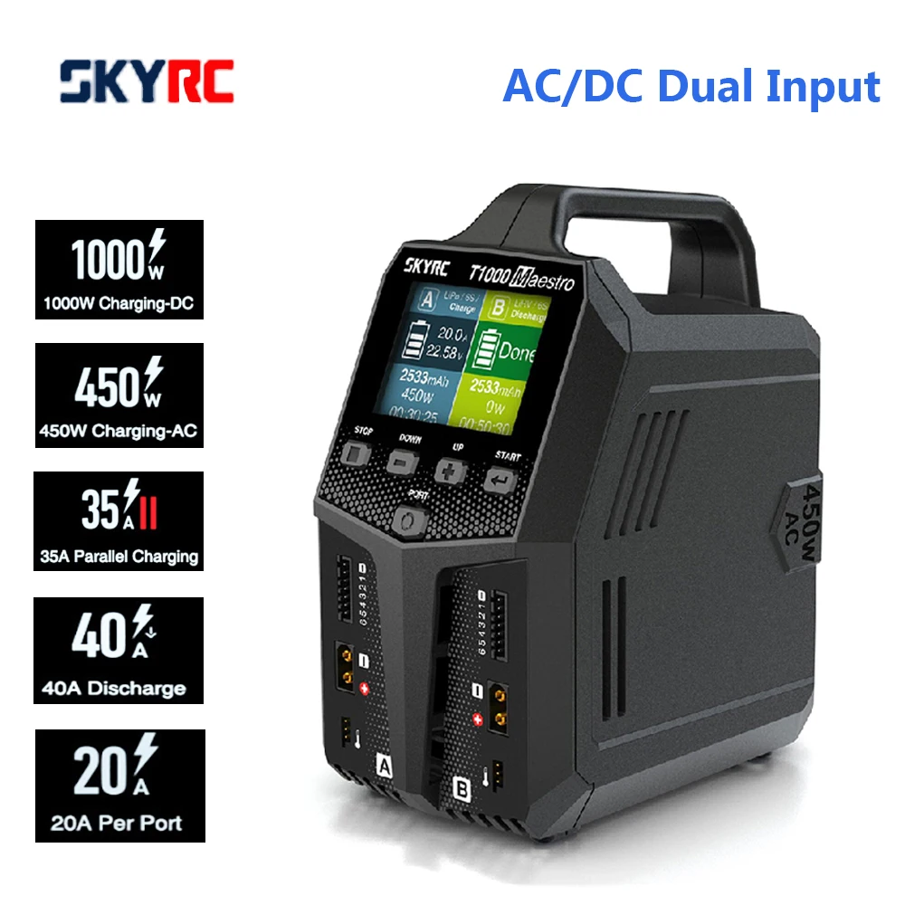 SKYRC T1000 Maestro Charger Lipo Battery Balance Charger AC/DC 1-6S ...