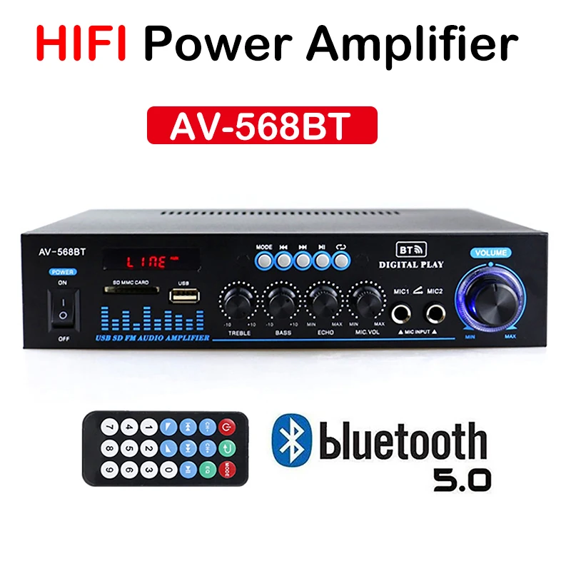 Audio Vermogen Stereo Versterker AV 568BT Bluetooth Versterker 2.0 ...