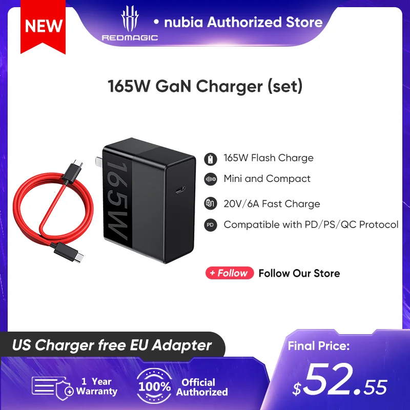 Nubia-Redmagic-165W-GaN-charger-cable-fast-charger-kit-for-iPhone-PD ...