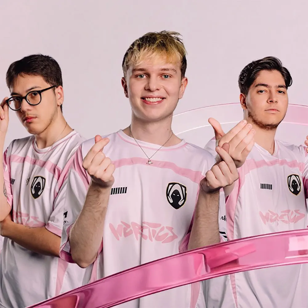 Team Heretics 2025 Champions Jersey rosa Camiseta con estampado de moda ...