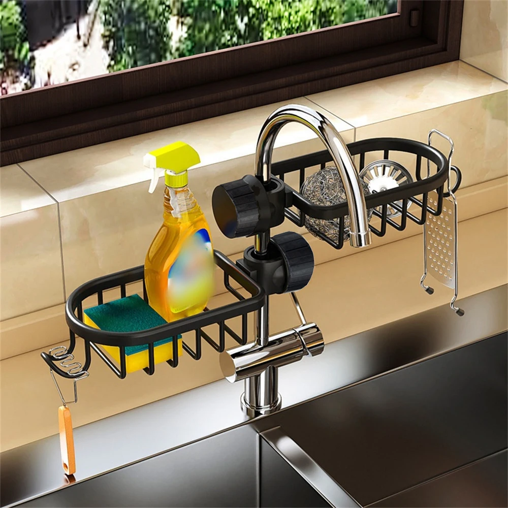 Kitchen Faucet Drain Rack Storage Sponge One-Way Drain Storage Rack ...