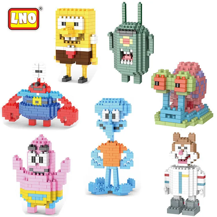 SpongeBob SquarePants Cartoon Building Blocks Anime Figure Patrick Star ...