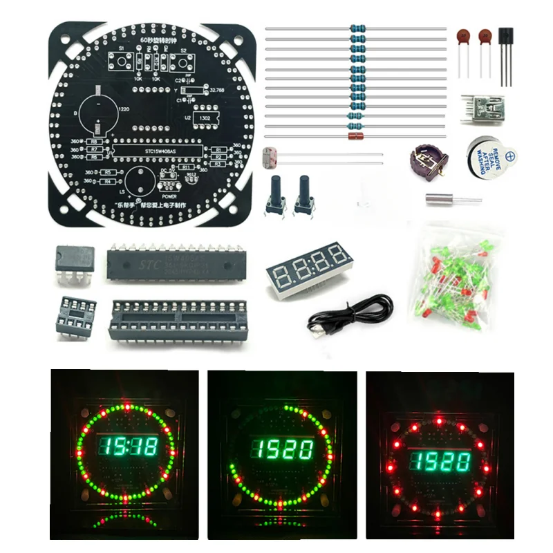 5V-DS1302-Rotating-Digital-LED-Display-Module-Alarm-Clock-DIY ...