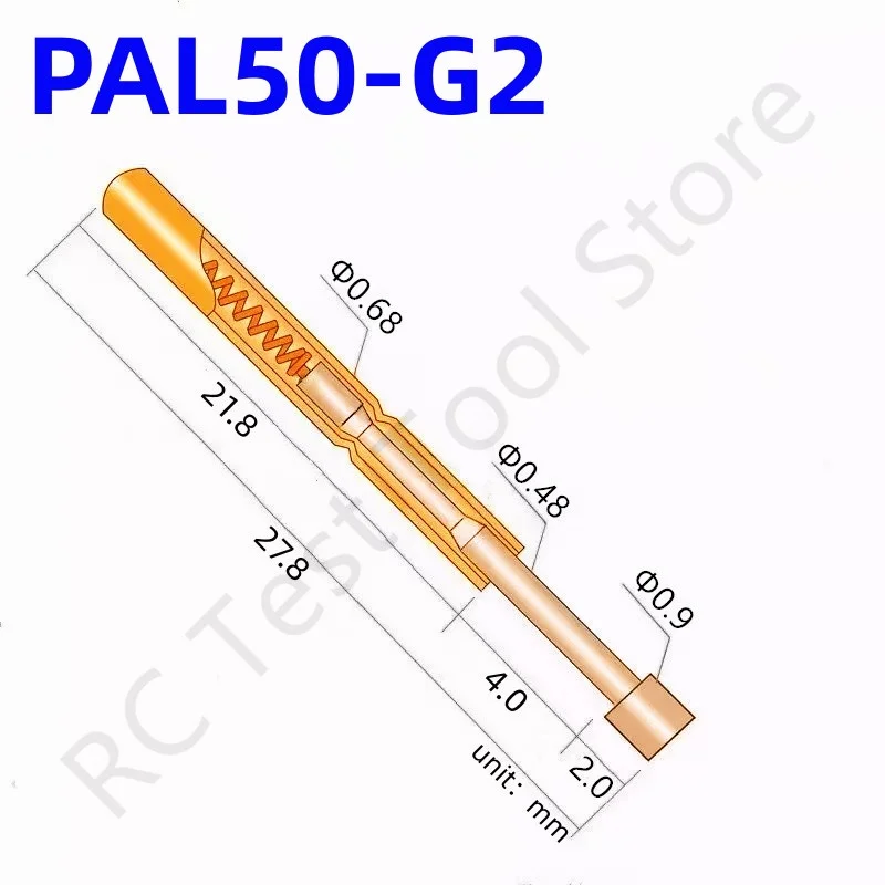 100PCS-PAL50-G2-Spring-Test-Probe-PAL50-G-Test-Pin-Test-Tool-27-8mm ...