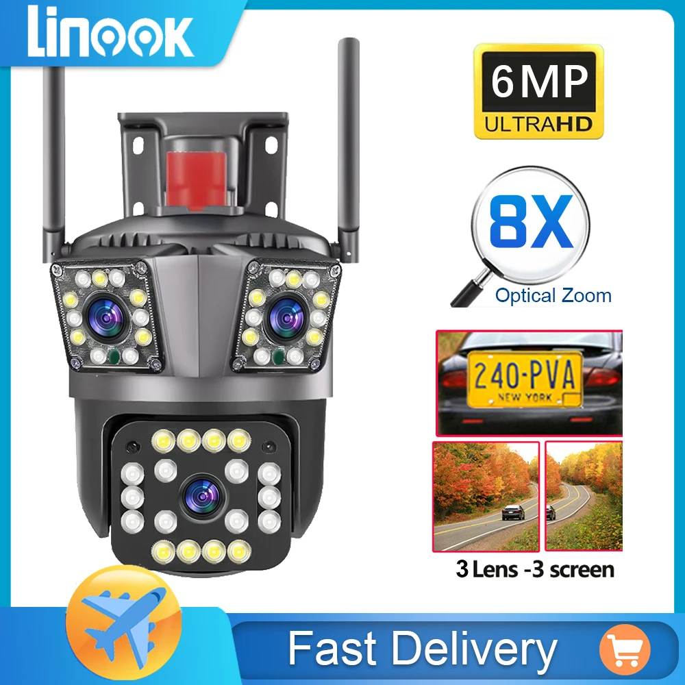 Linook-3-lens-8X-magnification-IP-security-camera-wireless-CCTV-outdoor ...