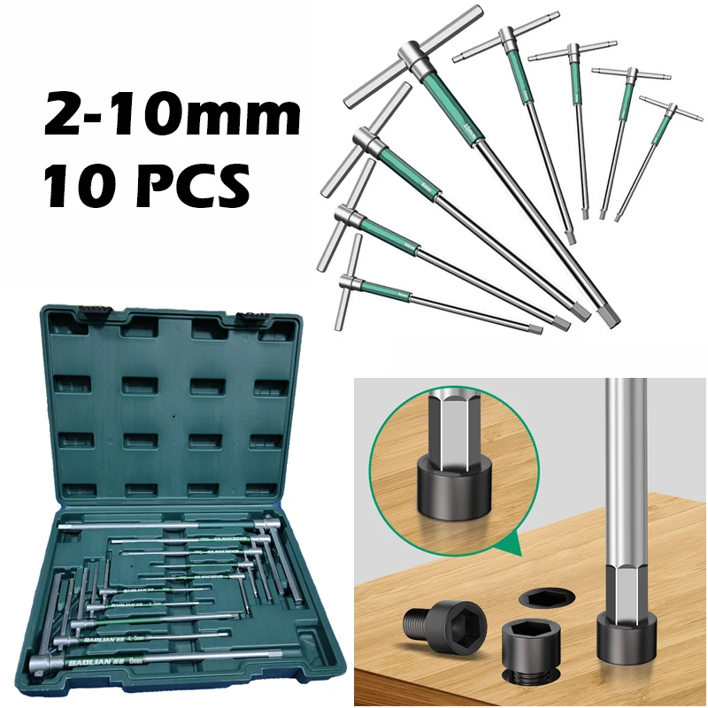10-PCS-2-10mm-T-Type-Hex-Torque-Wrench-Mechanical-Workshop-Hand-Tools ...