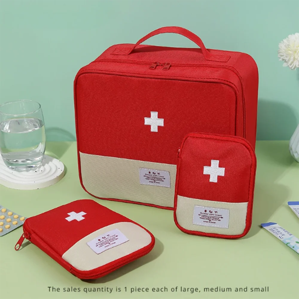 3 Piece Portable First Aid Kit, Cross Design Medicine Organizer, Travel ...
